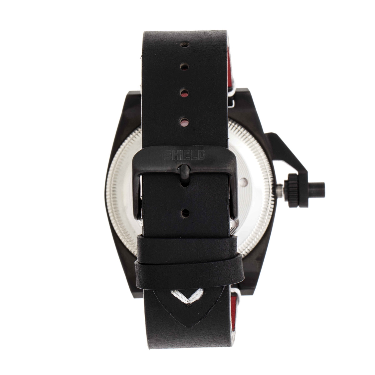 Shield Pascal Quartz Black Dial Black Leather Mens Watch SLDSH102-6 Shield