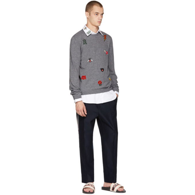 Gucci Grey All Over Embroidery Sweater Gucci