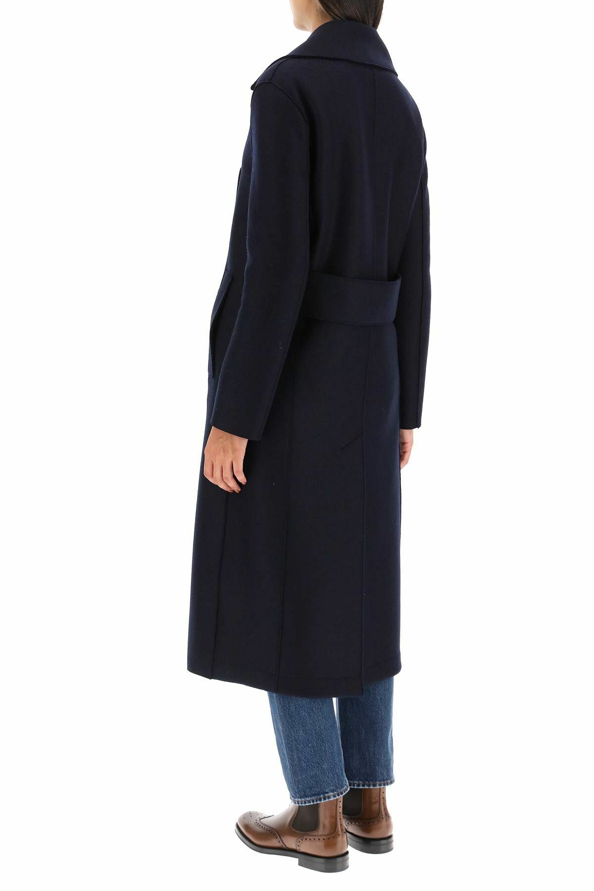 HARRIS WHARF LONDON double-breasted coat in pressed wool Blue Harris ...