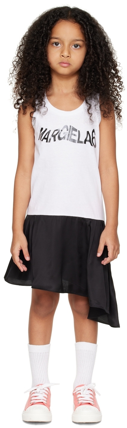 MM6 Maison Margiela Kids Black & White Asymmetric Dress MM6 Maison Margiela