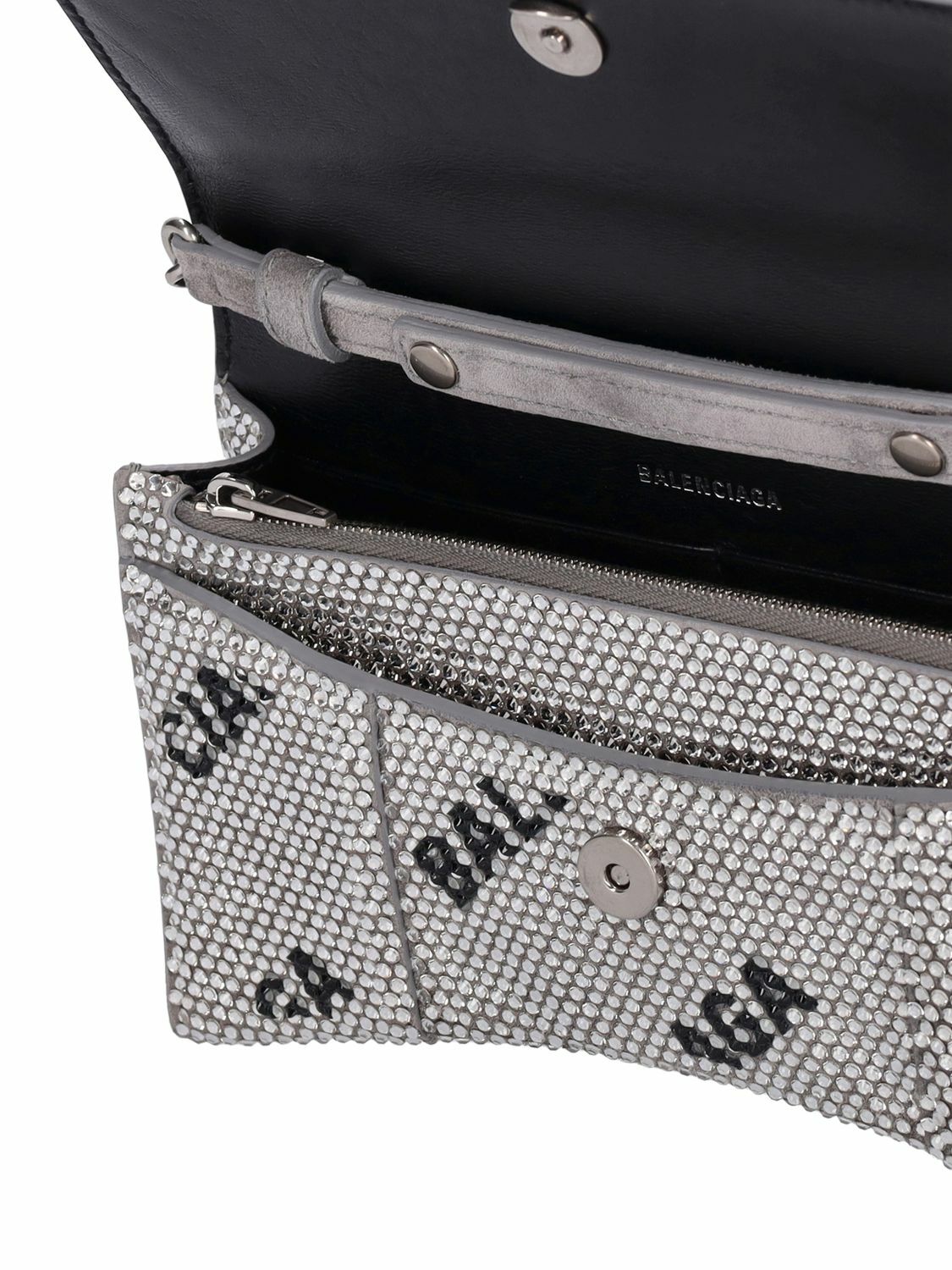 BALENCIAGA - Hourglass Logo Strass Chain Wallet Balenciaga