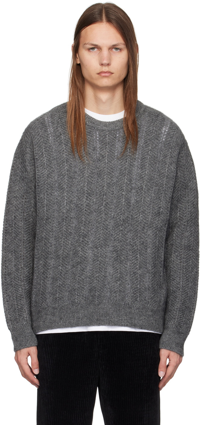 Solid Homme Gray Crewneck Sweater Solid Homme