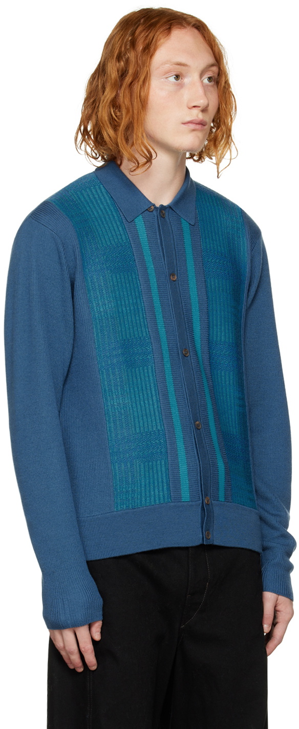 King & Tuckfield Blue Textured Cardigan King and Tuckfield