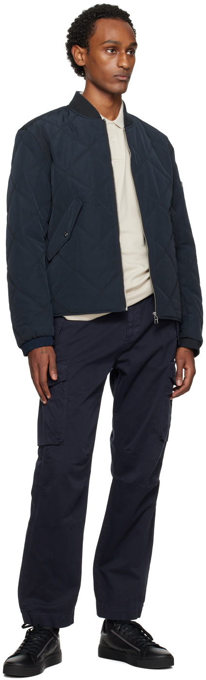 BOSS Navy Caramo Bomber Jacket BOSS