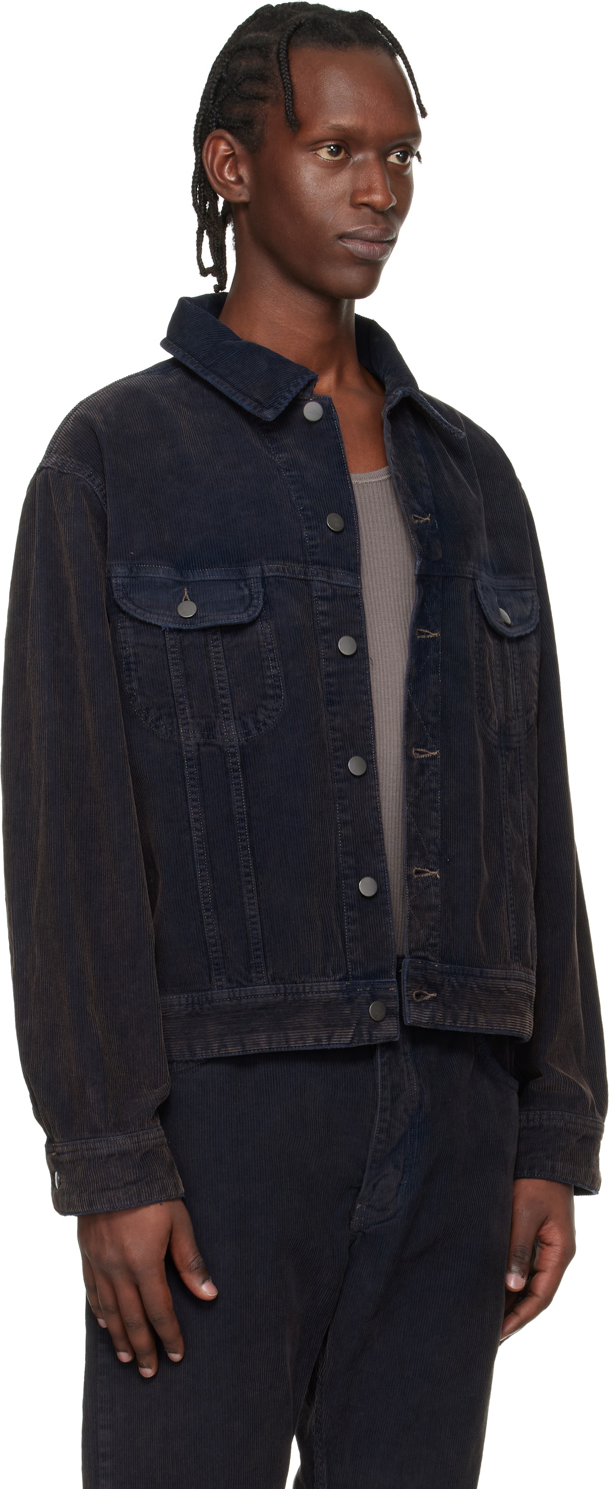Studio Nicholson Navy Aaron Levine Edition Derby Corduroy Jacket Studio ...