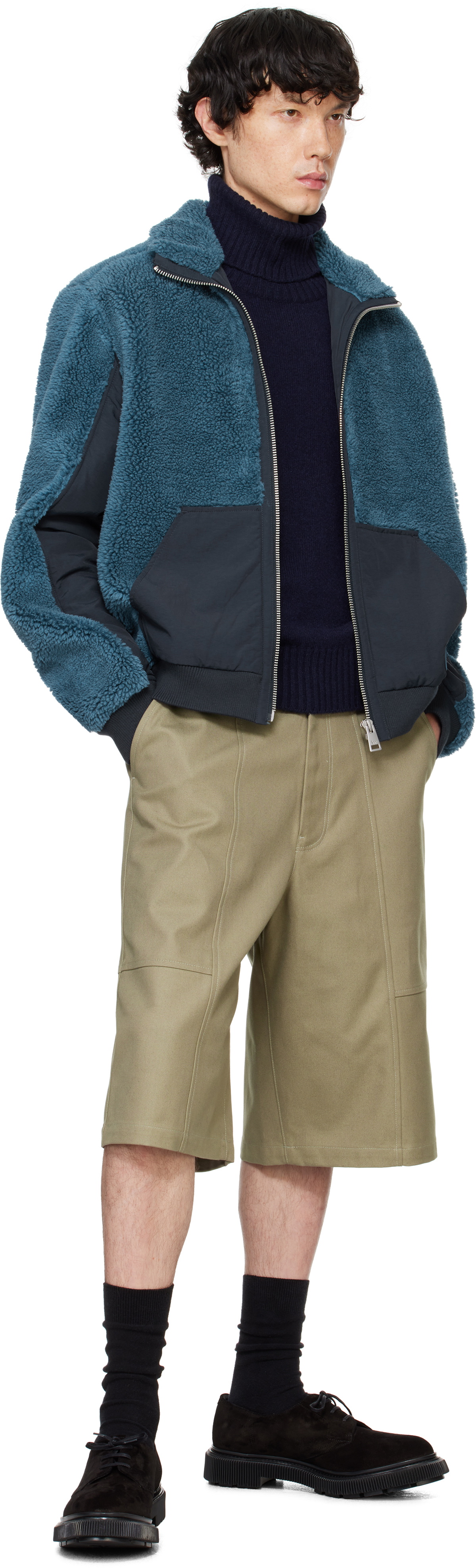 Maison Kitsuné Blue & Navy Flash Fox Fleece Jacket Maison Kitsune