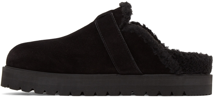 Moncler Black Suede Mon Mule Slides Moncler