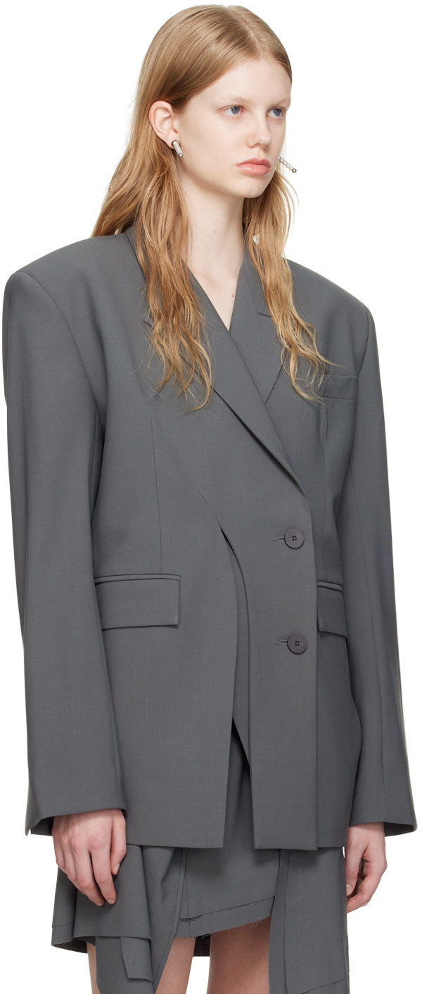 Ottolinger SSENSE Work Capsule – Gray Double-Breasted Blazer Ottolinger