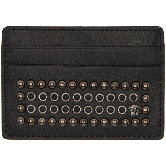 Versace Black Studded Card Holder Versace