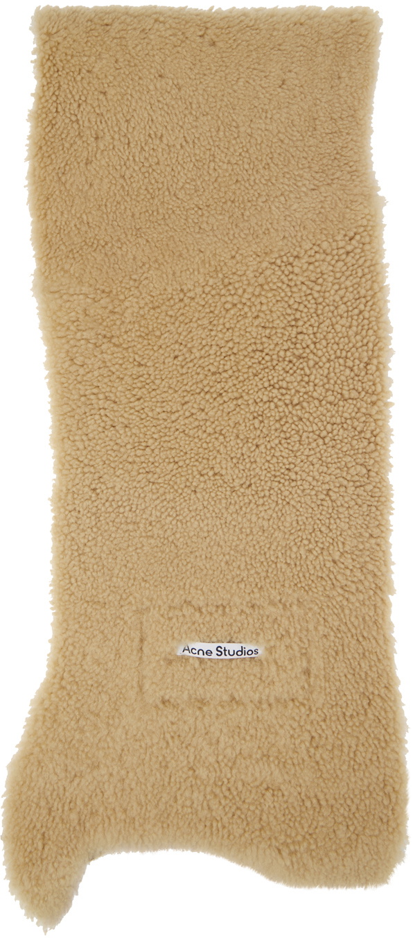 Acne Studios Beige Shearling Scarf Acne Studios