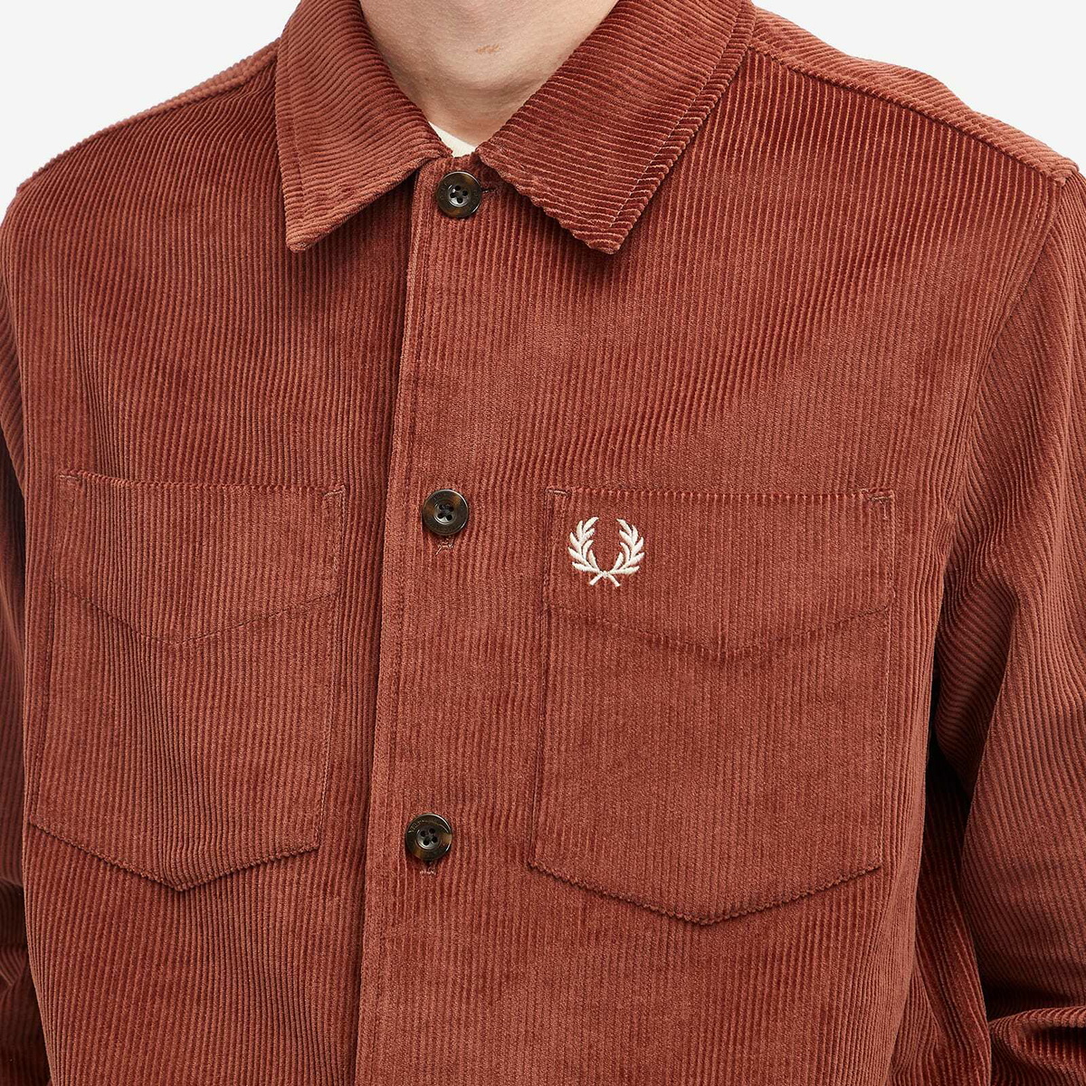Fred Perry Men's Corduroy Overshirt in Whisky Brown Fred Perry