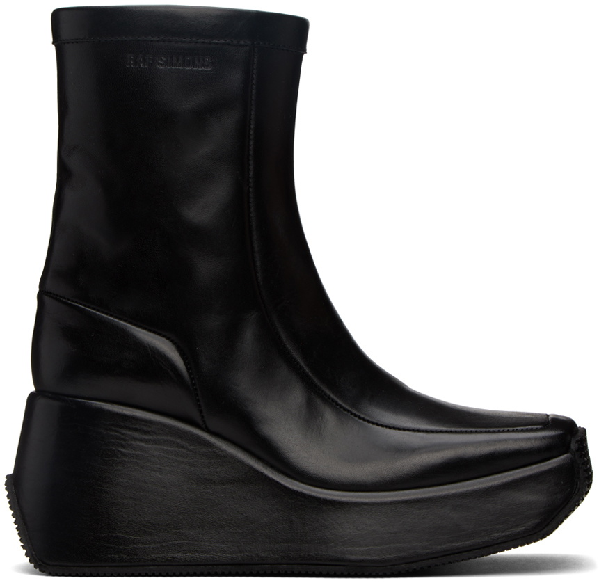 Raf Simons Black Leather Ankle Boots Raf Simons