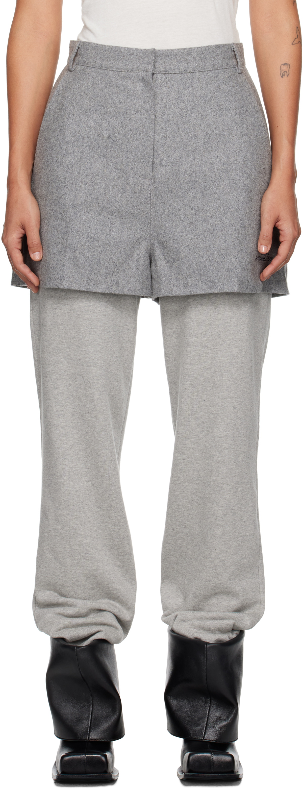 Pushbutton Gray Jersey Combi Sweatpants Pushbutton