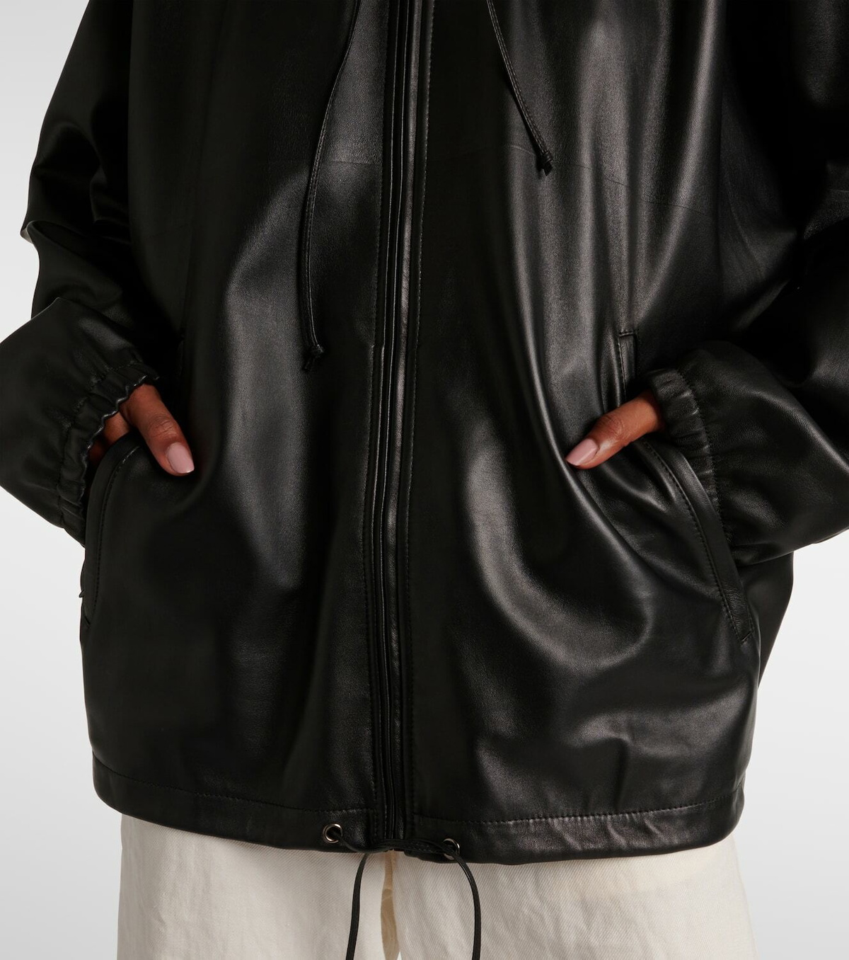 The Row Jilly oversized leather bomber jacket The Row