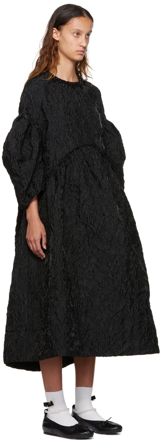 Simone Rocha Black Embroidered Midi Dress Simone Rocha