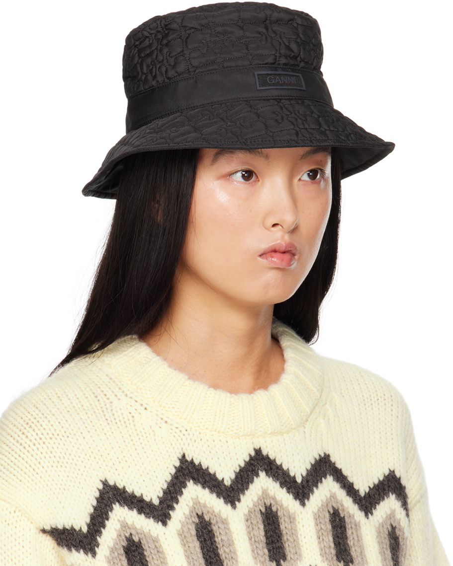 GANNI Black Tech Bucket Hat GANNI