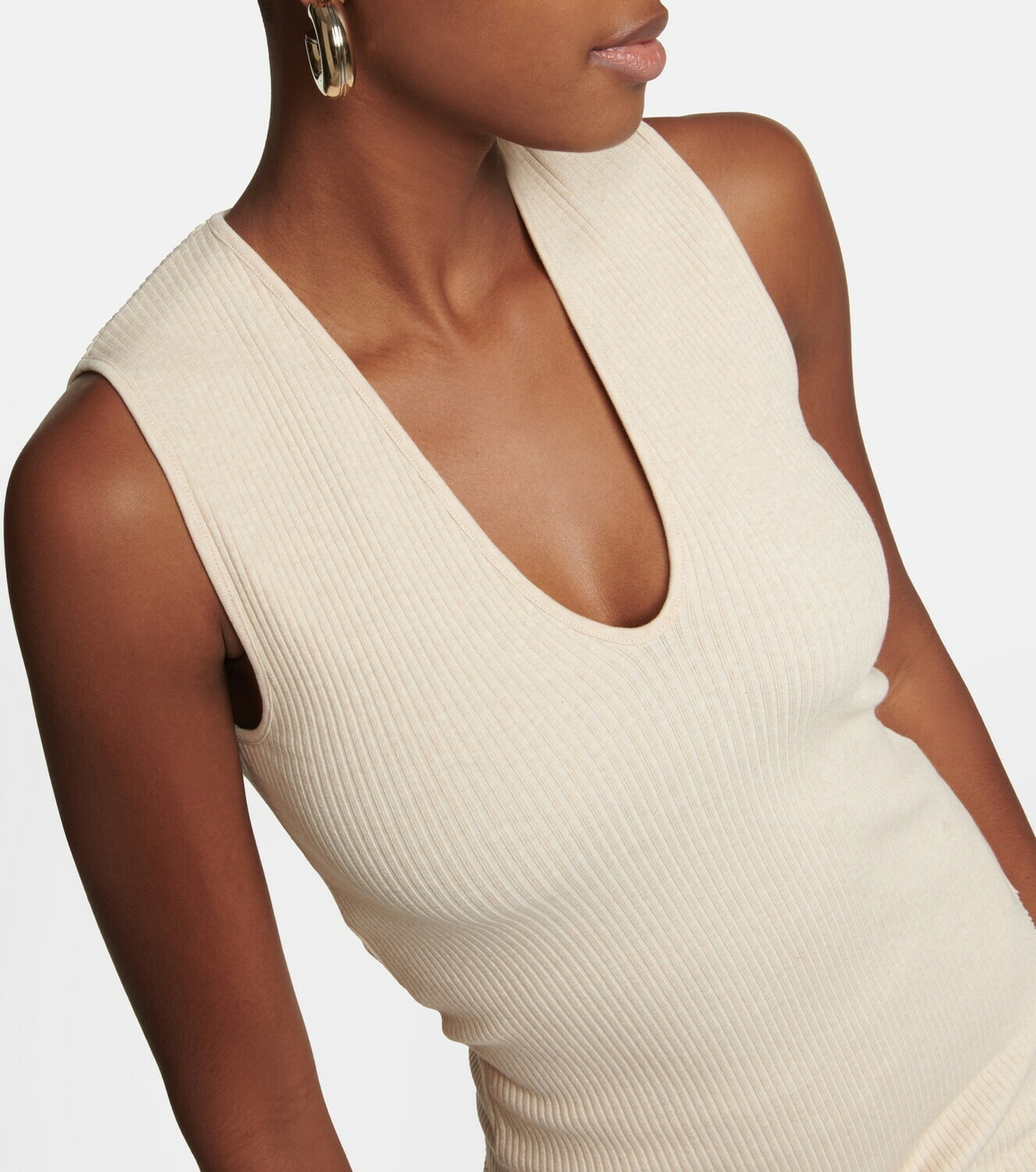 Vince - Ribbed-knit cotton-blend top Vince