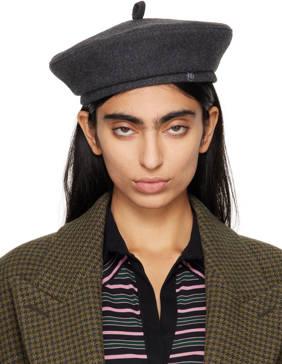 Ruslan Baginskiy Gray Wool-Blend Beret Ruslan Baginskiy