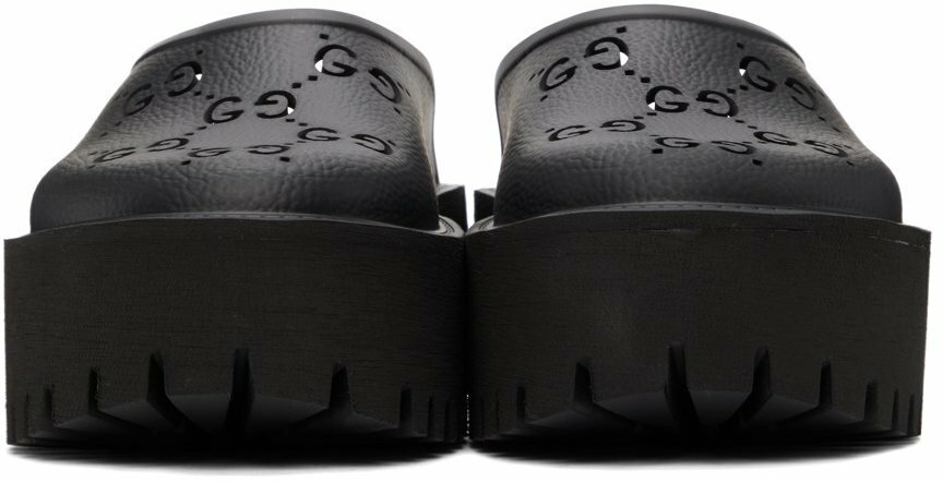 Gucci Black Platform Perforated G Sandal Gucci