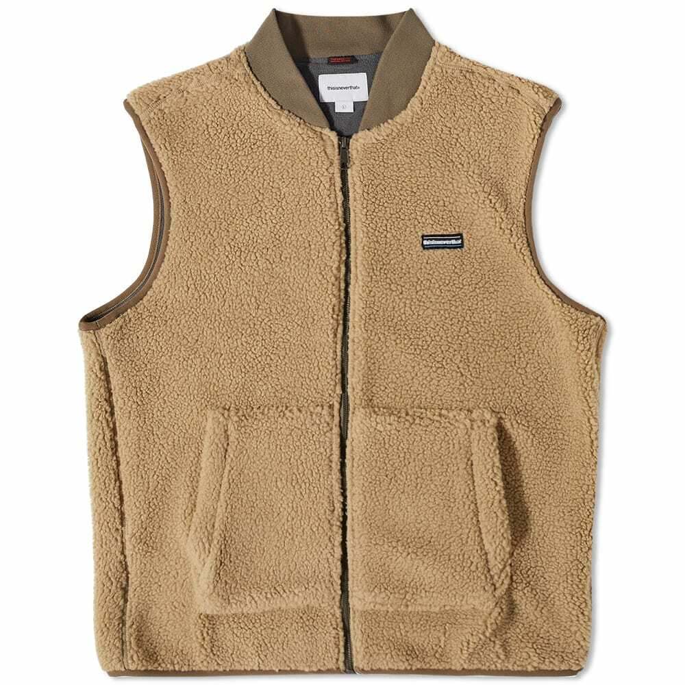 thisisneverthat Men's Sherpa Fleece Vest in Beige thisisneverthat