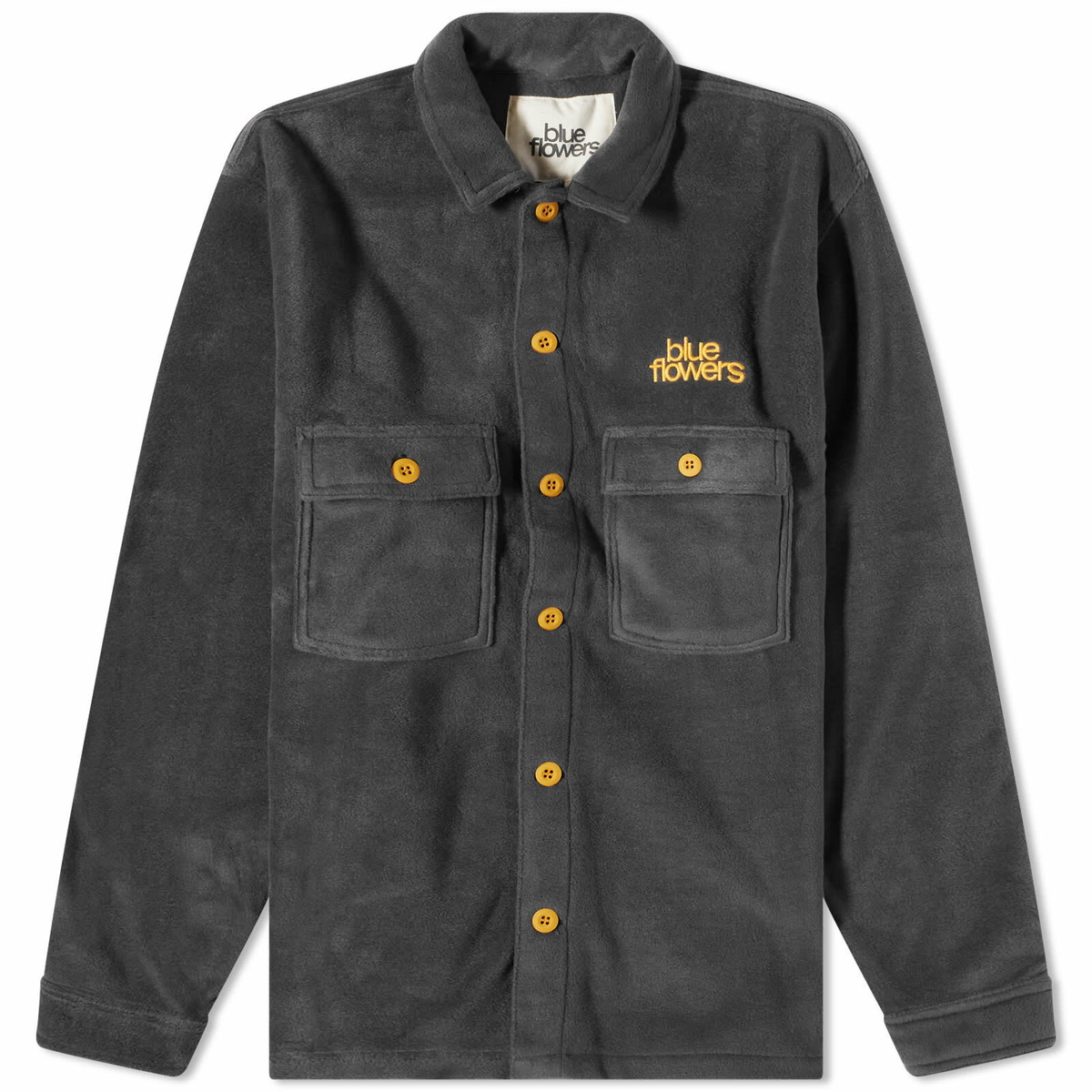 Blue Flowers Men's Spectral Fleece Overshirt in Charcoal Blue Flowers