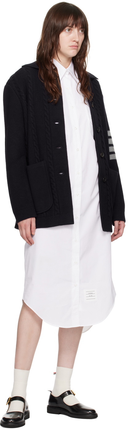 Thom Browne Navy 4-Bar Coat Thom Browne
