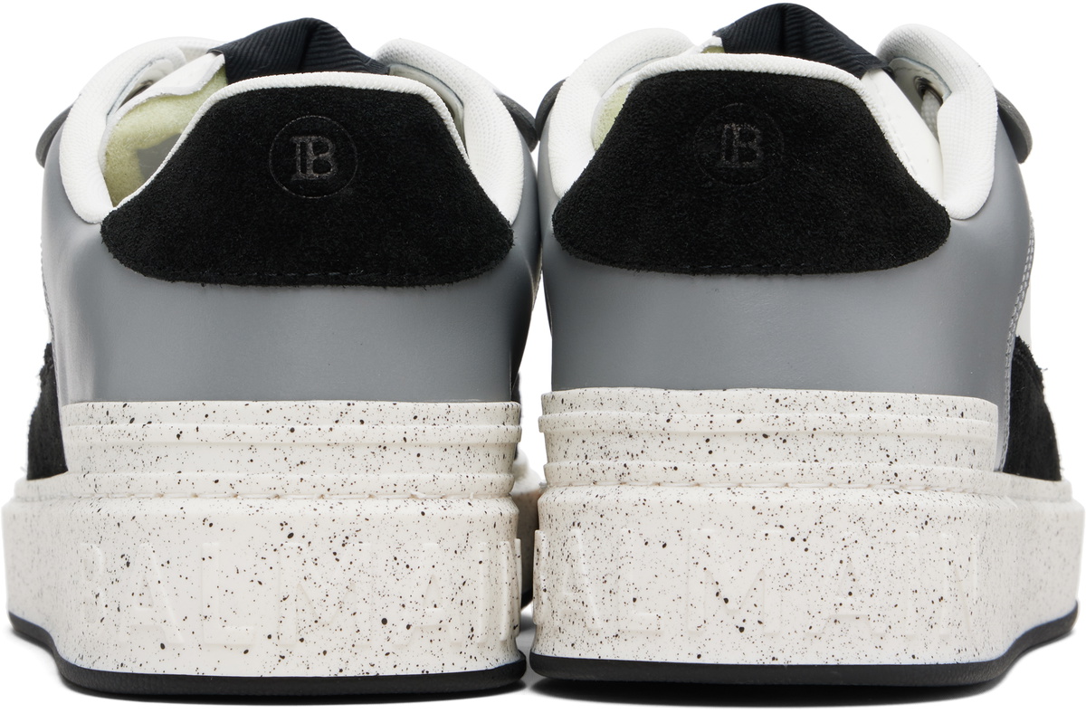 Balmain Gray & White B-Court Flip Suede Sneakers Balmain