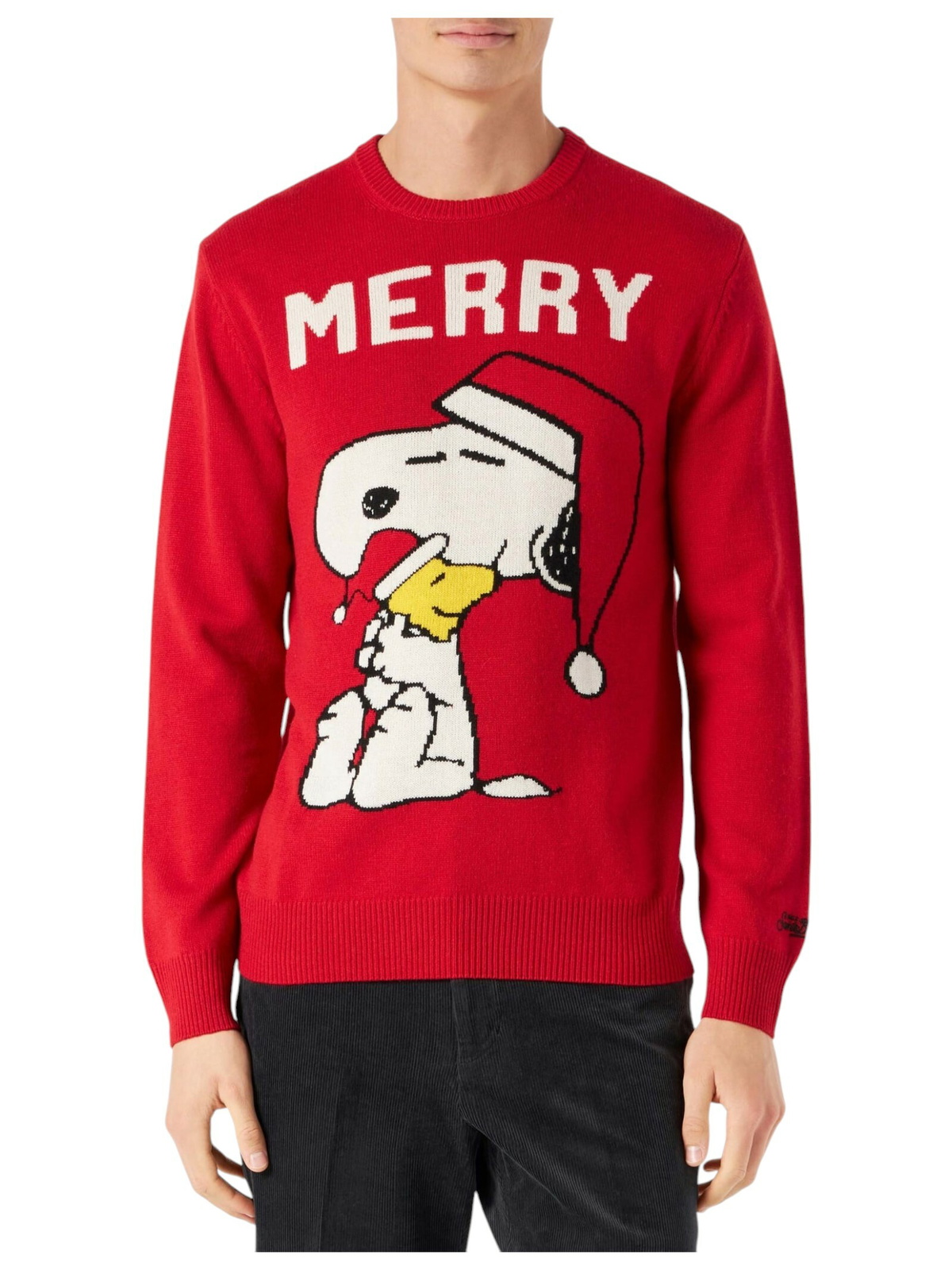 MC2 Saint Barth Man Red Sweater With Snoopy Print | Snoopy - Peanuts Special Edition MC2 Saint Barth