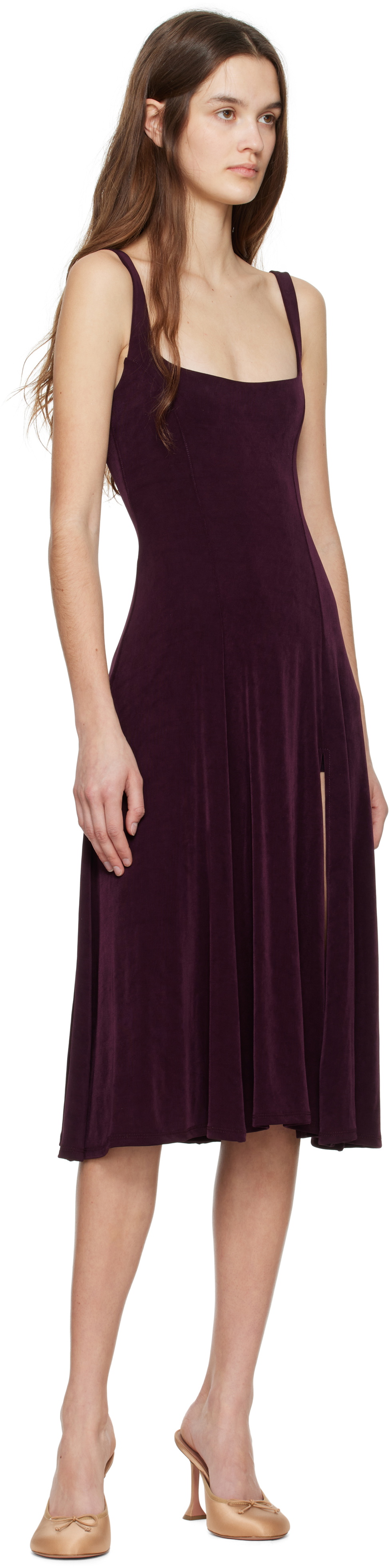 Mirror Palais Purple Linda Supermodel Midi Dress Mirror Palais
