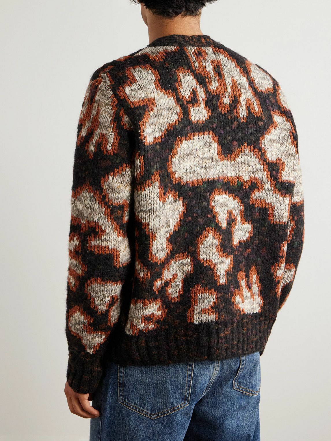Folk - Espresso Jacquard-Knit Cardigan - Brown Folk