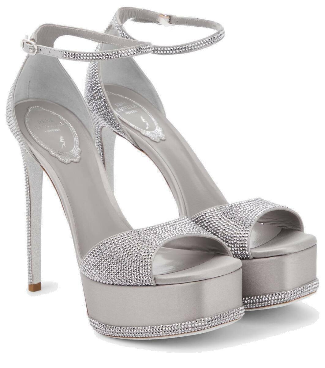 Rene Caovilla Embellished satin platform sandals Rene Caovilla