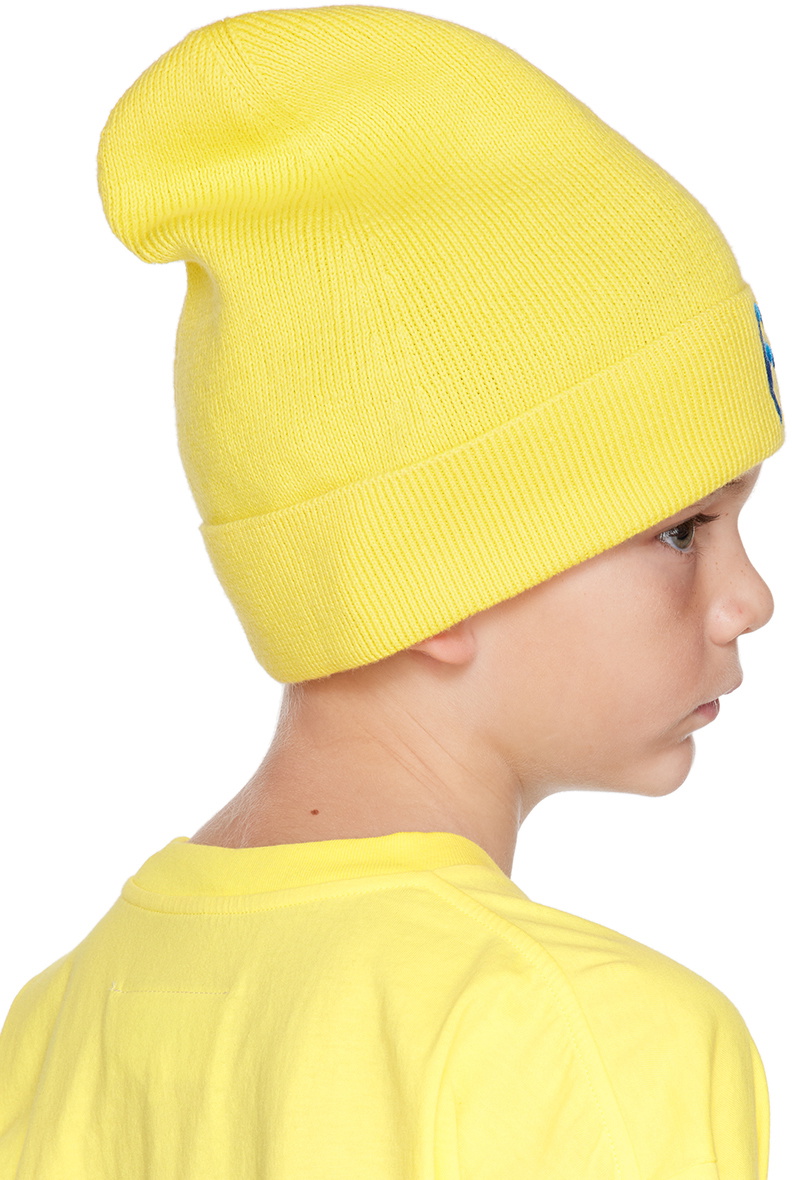 MM6 Maison Margiela Kids Yellow '6' Beanie MM6 Maison Margiela