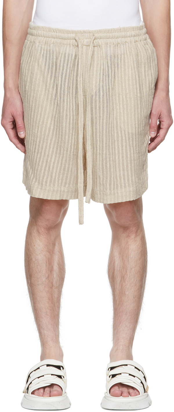 COMMAS Taupe Woven Rope Shorts Commas