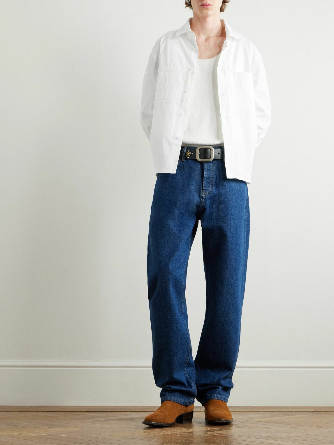 Cherry Los Angeles - Pit Crew Logo-Embroidered Cotton-Poplin Shirt ...