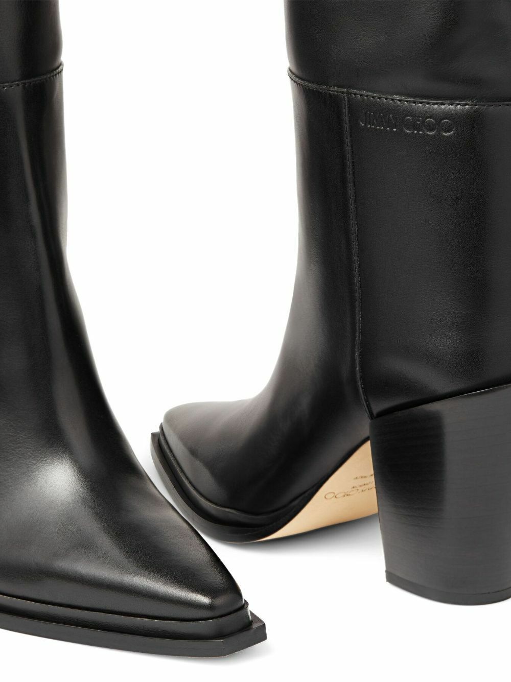 Jimmy Choo Black Cece 80 Leather Knee-High Boots Jimmy Choo