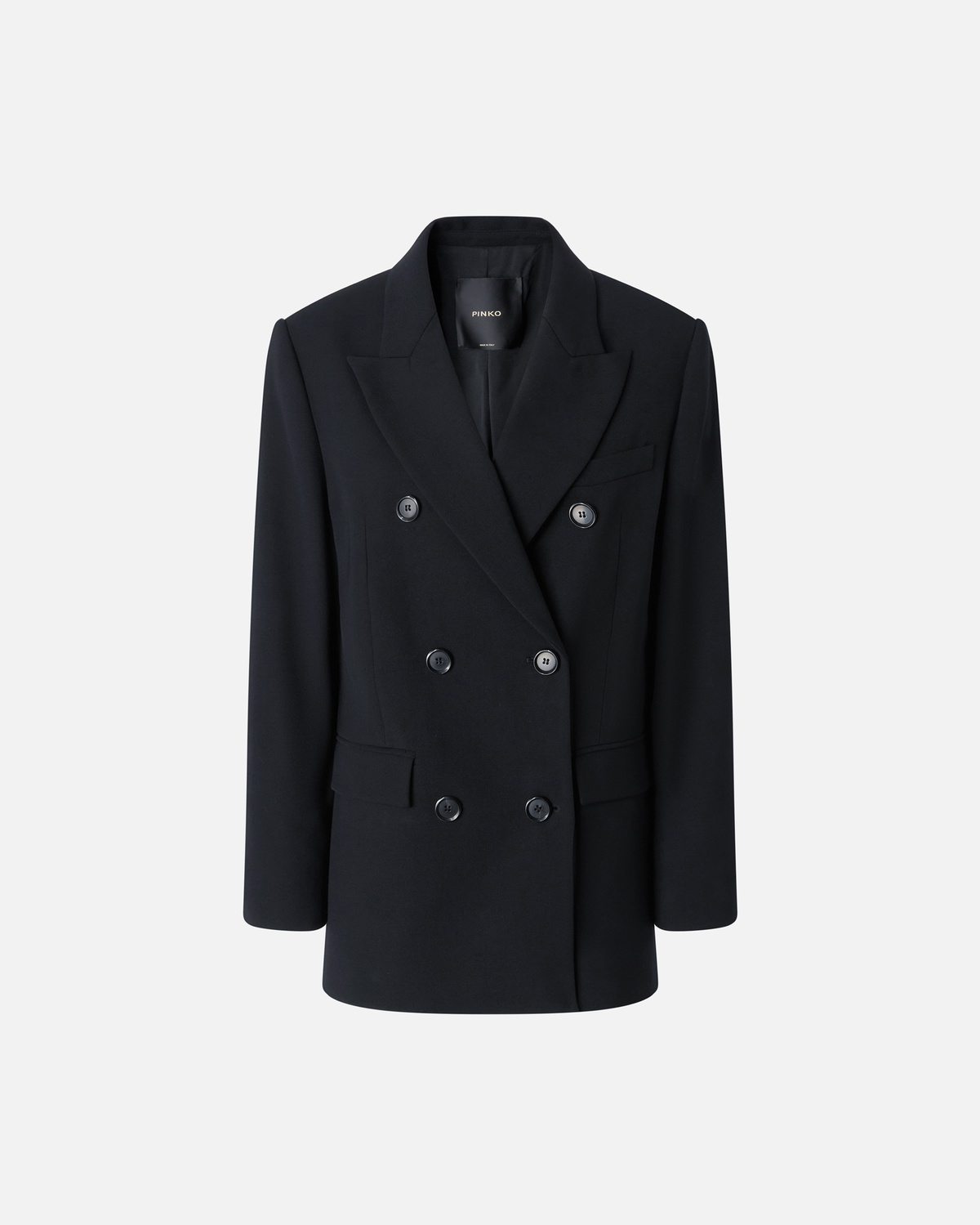 Pinko Oversized Double Breasted Wool Blend Twill Blazer Limo Black Pinko