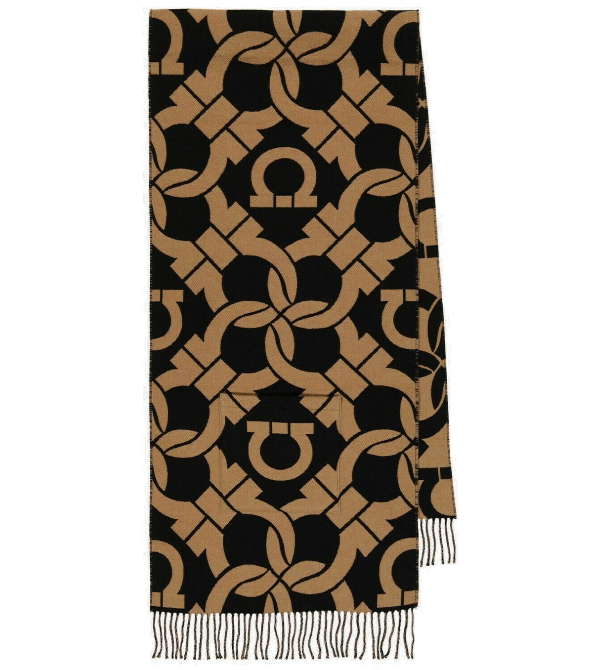Ferragamo - Logo fringe-detail wool scarf Salvatore Ferragamo