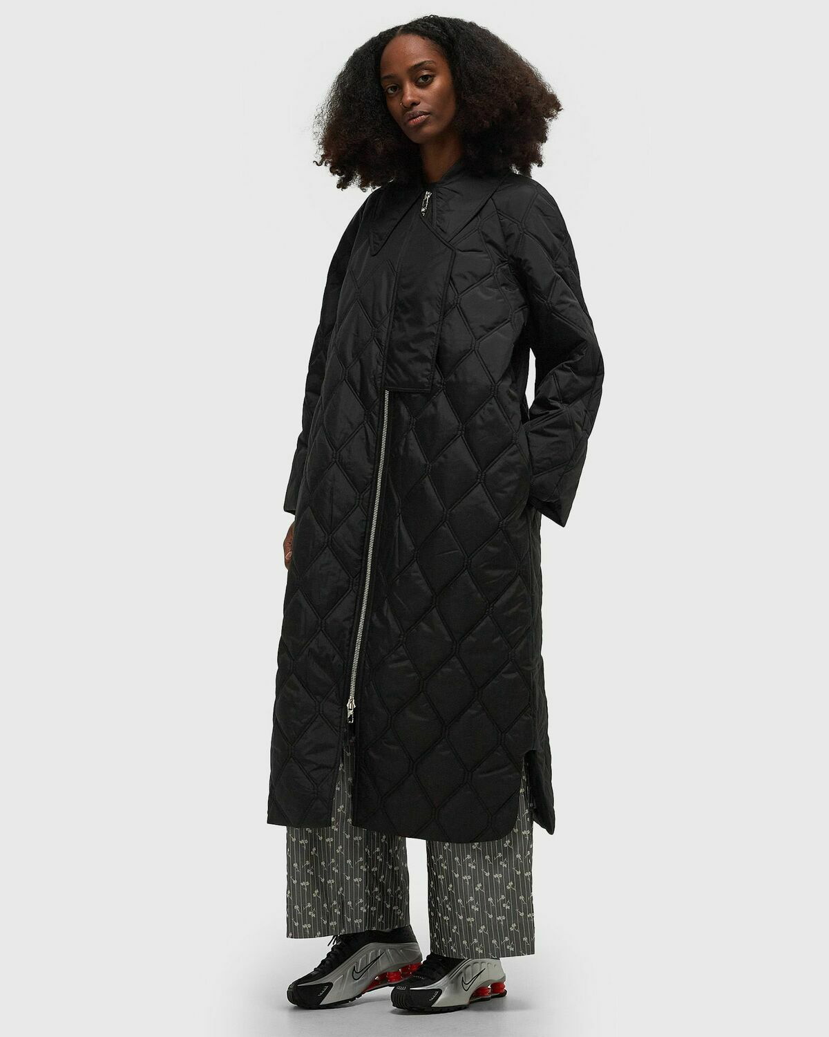 Ganni Ripstop Quilt Coat Black Women GANNI