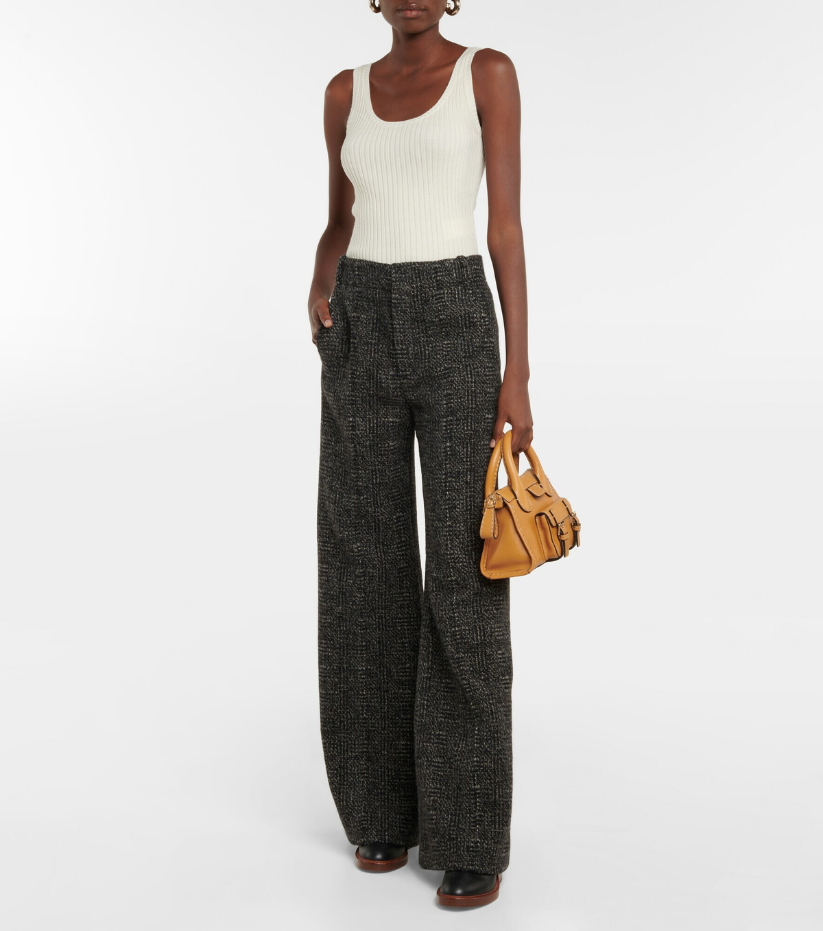 Chloe - Tweed wool-blend wide-leg pants Chloe
