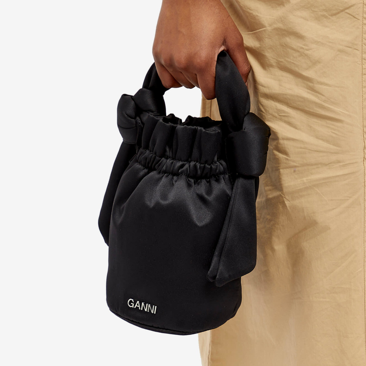 GANNI Women's Occasion Top Handle Knot Bag in Black GANNI