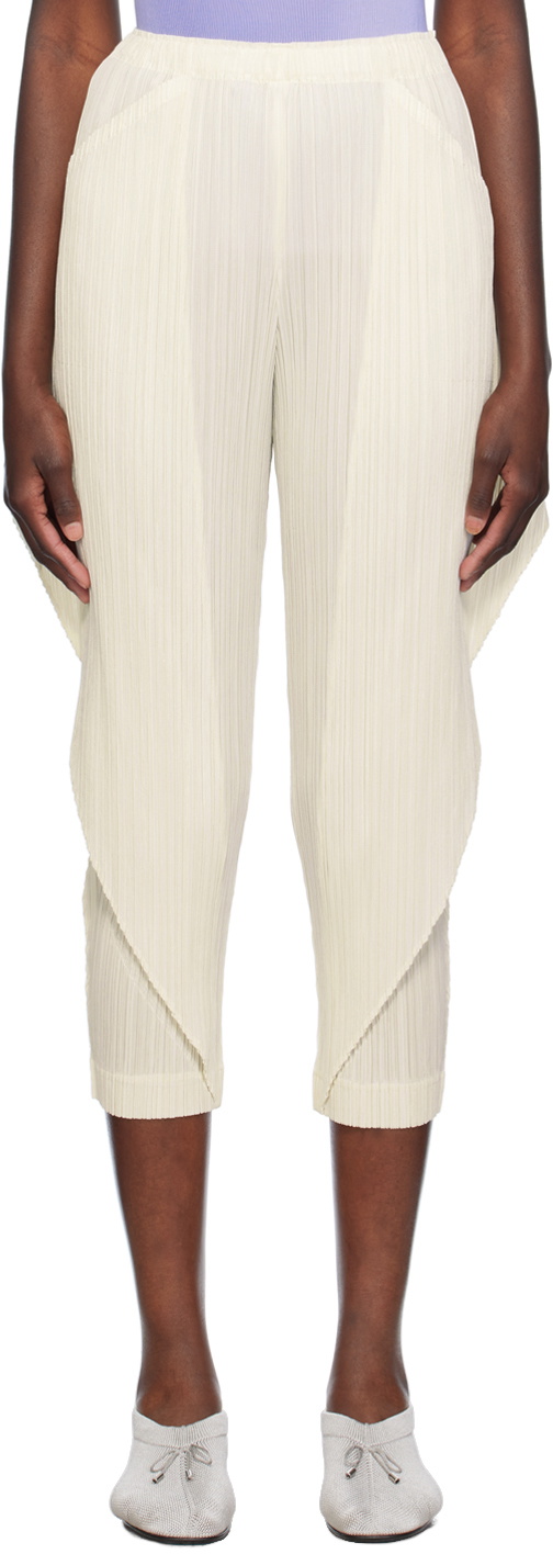 PLEATS PLEASE ISSEY MIYAKE Off-White Thicker Bottoms 1 Trousers Pleats ...