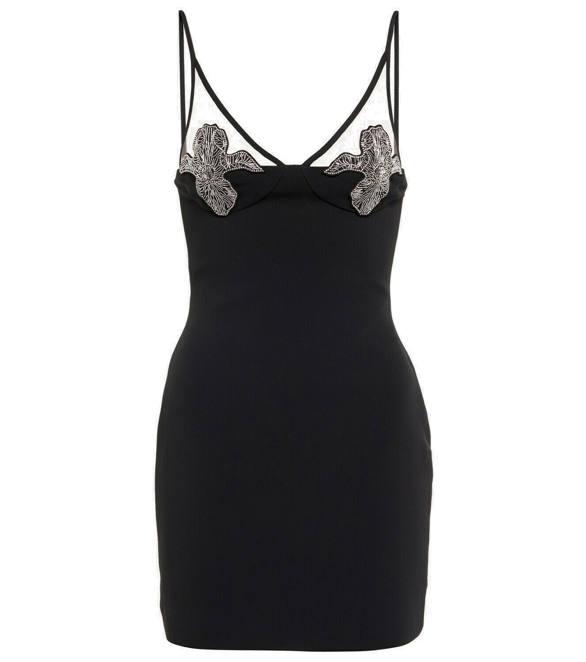 David Koma Mesh-panel embellished minidress David Koma
