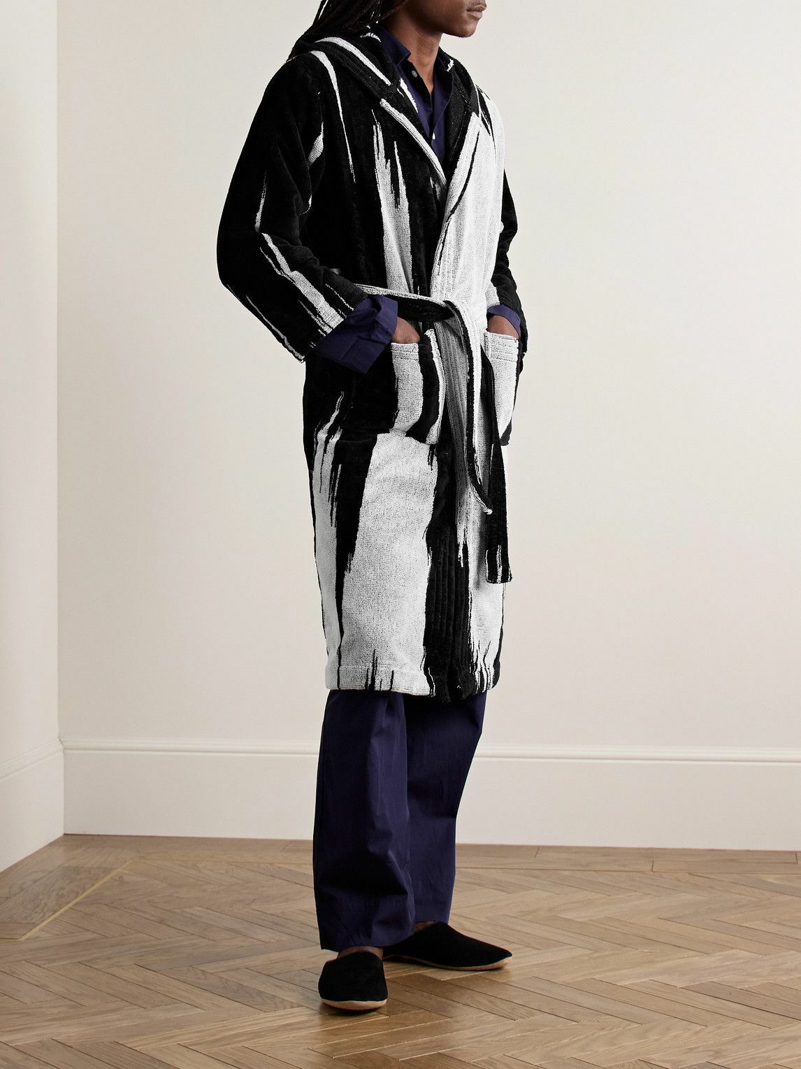 Missoni Home - Skunk Belted Cotton-Terry Hooded Robe - Black Missoni Home