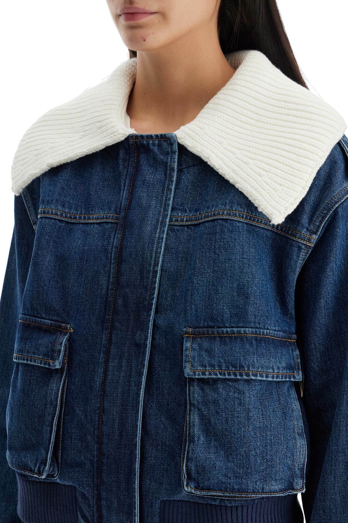 SELF PORTRAIT denim bomber jacket for Blue Self-Portrait