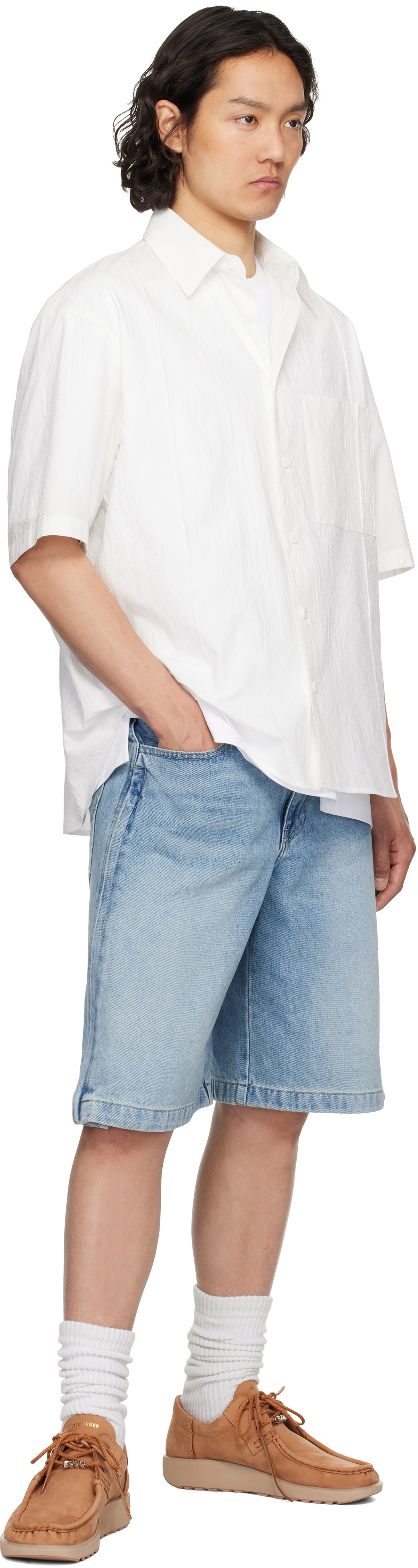 Solid Homme Blue Side Zipper Denim Shorts Solid Homme