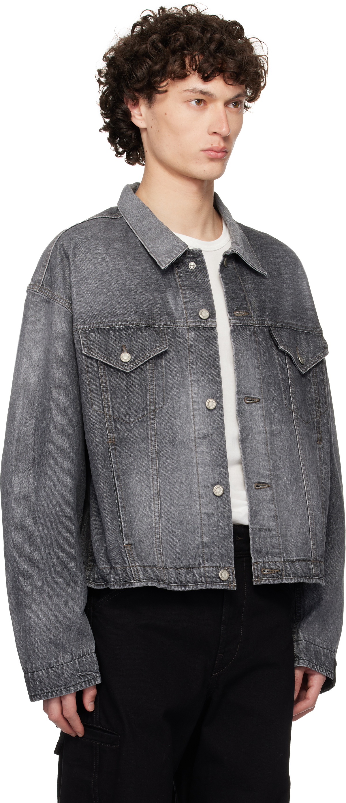 N.Hoolywood Black Faded Denim Jacket N.Hoolywood