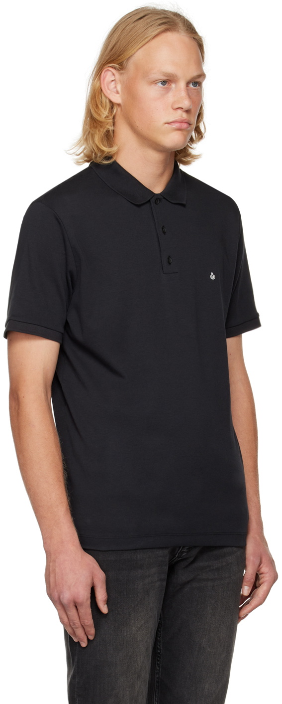 rag & bone Black Interlock Polo Rag and Bone