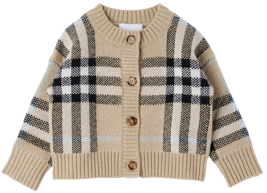Burberry Baby Beige Check Cardigan Burberry