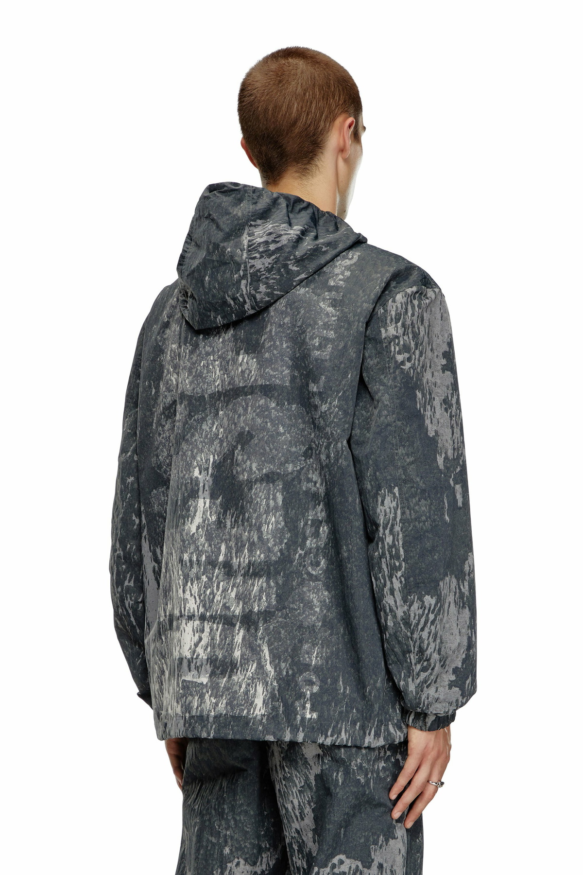 Diesel Hooded windbreaker with Rain Camo print - Jackets Mens in Black ...