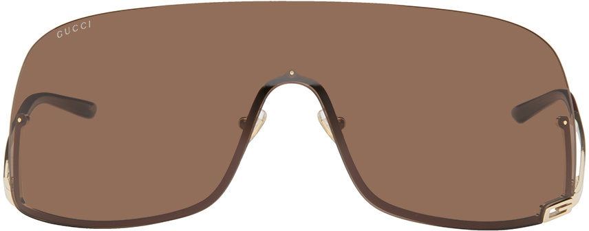 Gucci Gold Mask-Shaped Sunglasses Gucci